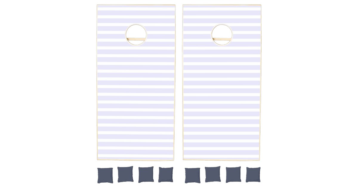 Lavender White Simple Horizontal Striped Cornhole Set | Zazzle
