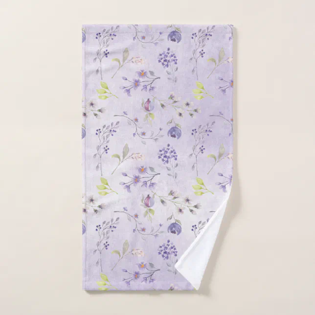 Lavender Wildflower Pattern Hand Towel | Zazzle