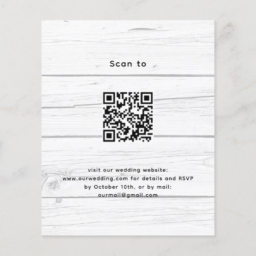 Lavender wood QR code budget wedding invitation Flyer | Zazzle
