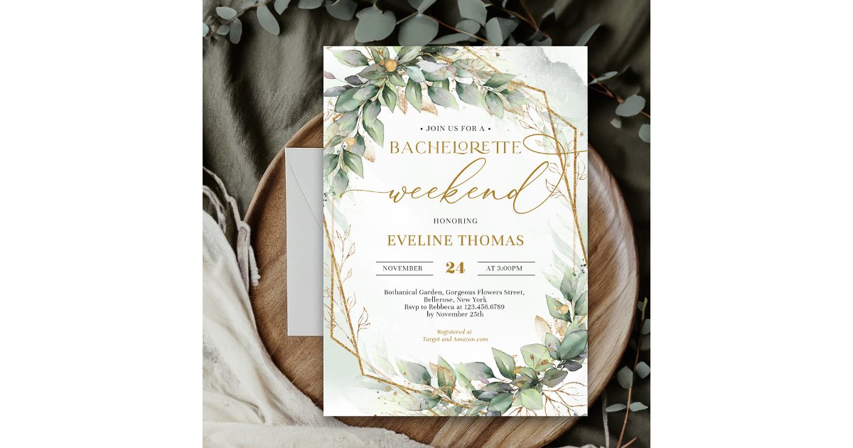 Lavish eucalyptus greenery Bachelorette Weekend Invitation | Zazzle