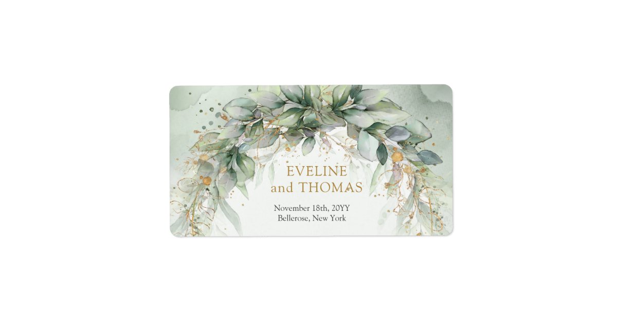 Lavish greenery foliage gold oval frame label | Zazzle