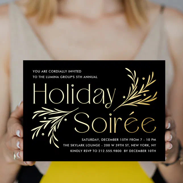 Lavish Soirée Foil Holiday Party Invitation | Zazzle