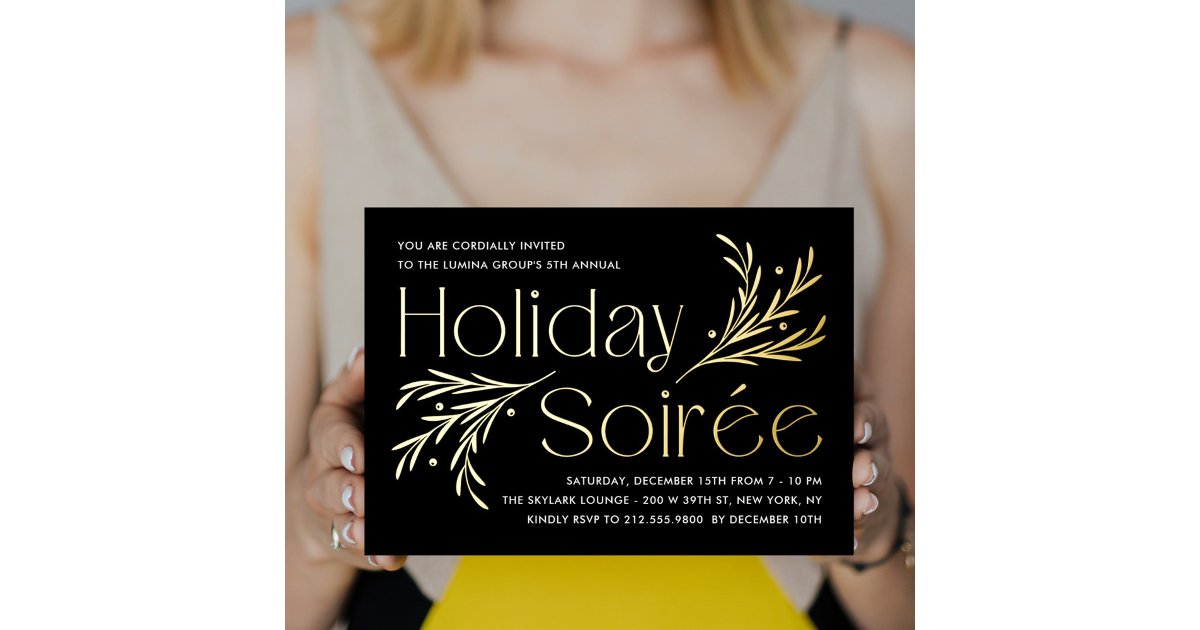 Lavish Soirée Foil Holiday Party Invitation | Zazzle