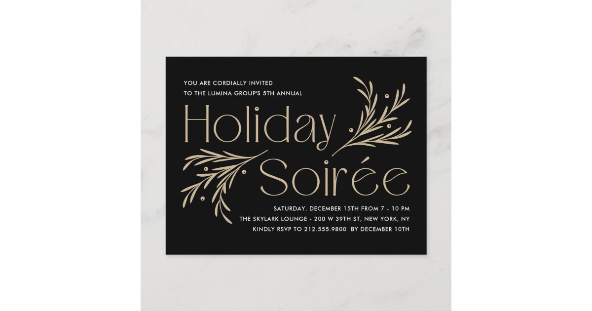 Lavish Soirée Holiday Party Invitation Postcard | Zazzle