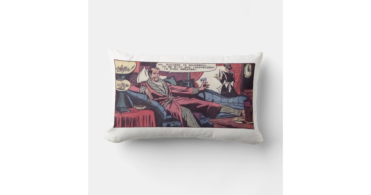 Lavish Vintage Comic Triumph Illustration Lumbar Pillow | Zazzle