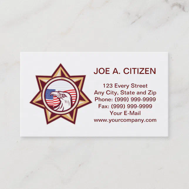 law enforcement american eagle business card | Zazzle