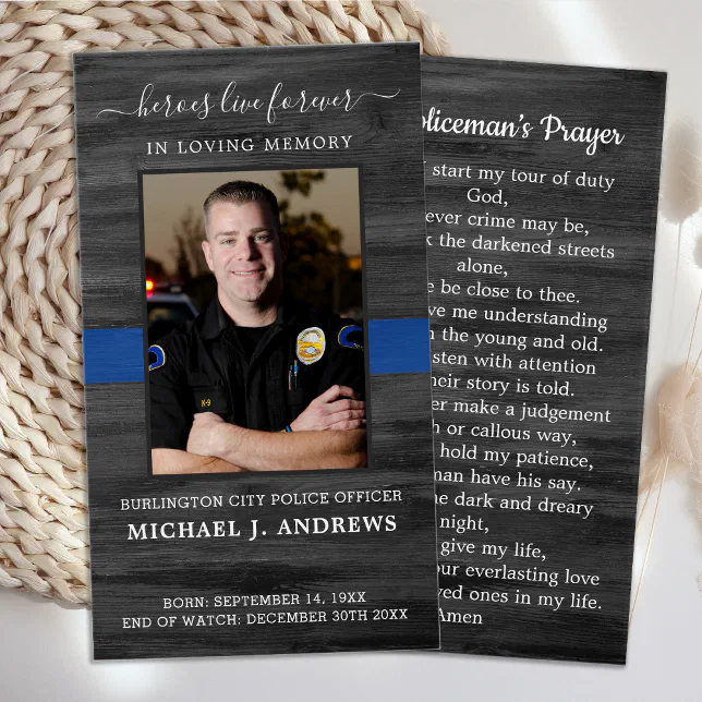 Law Enforcement Funeral Police Memorial Prayer Car | Zazzle