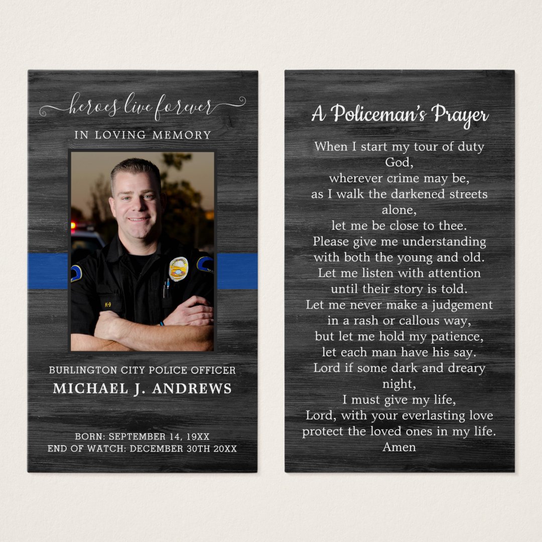 Law Enforcement Funeral Police Memorial Prayer Car | Zazzle