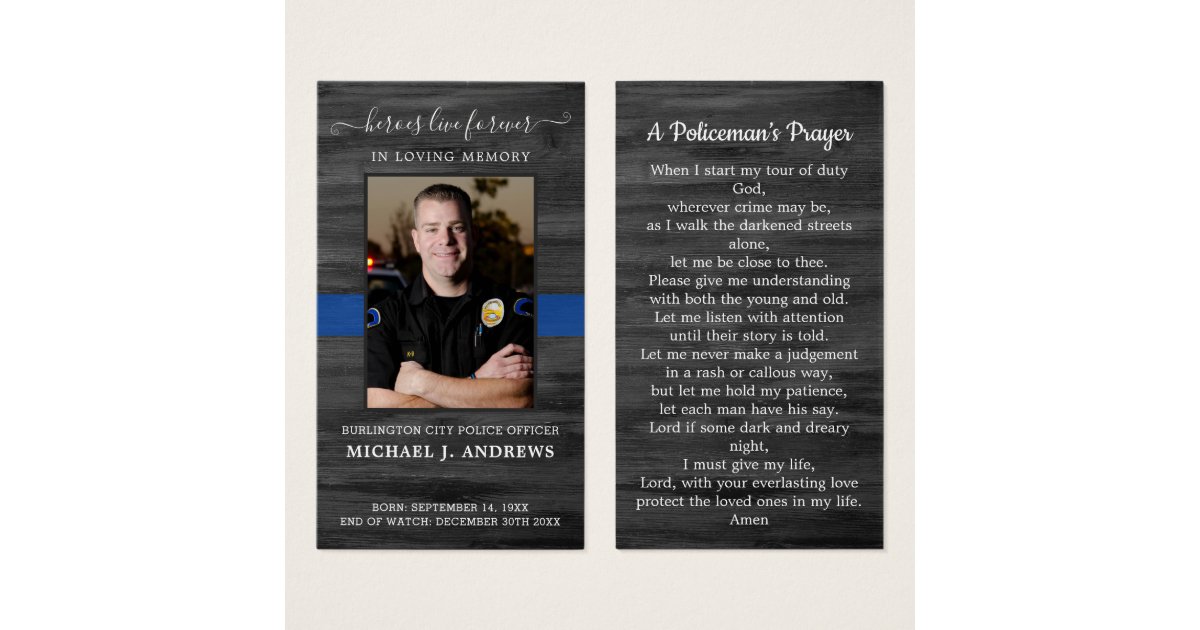 Law Enforcement Funeral Police Memorial Prayer Car | Zazzle