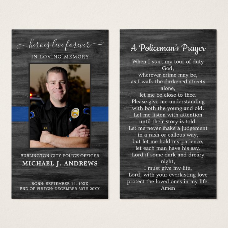 Law Enforcement Funeral Police Memorial Prayer Car | Zazzle