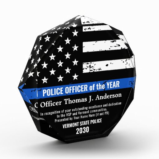 Law Enforcement Officer Of The Year Police Acrylic Award | Zazzle
