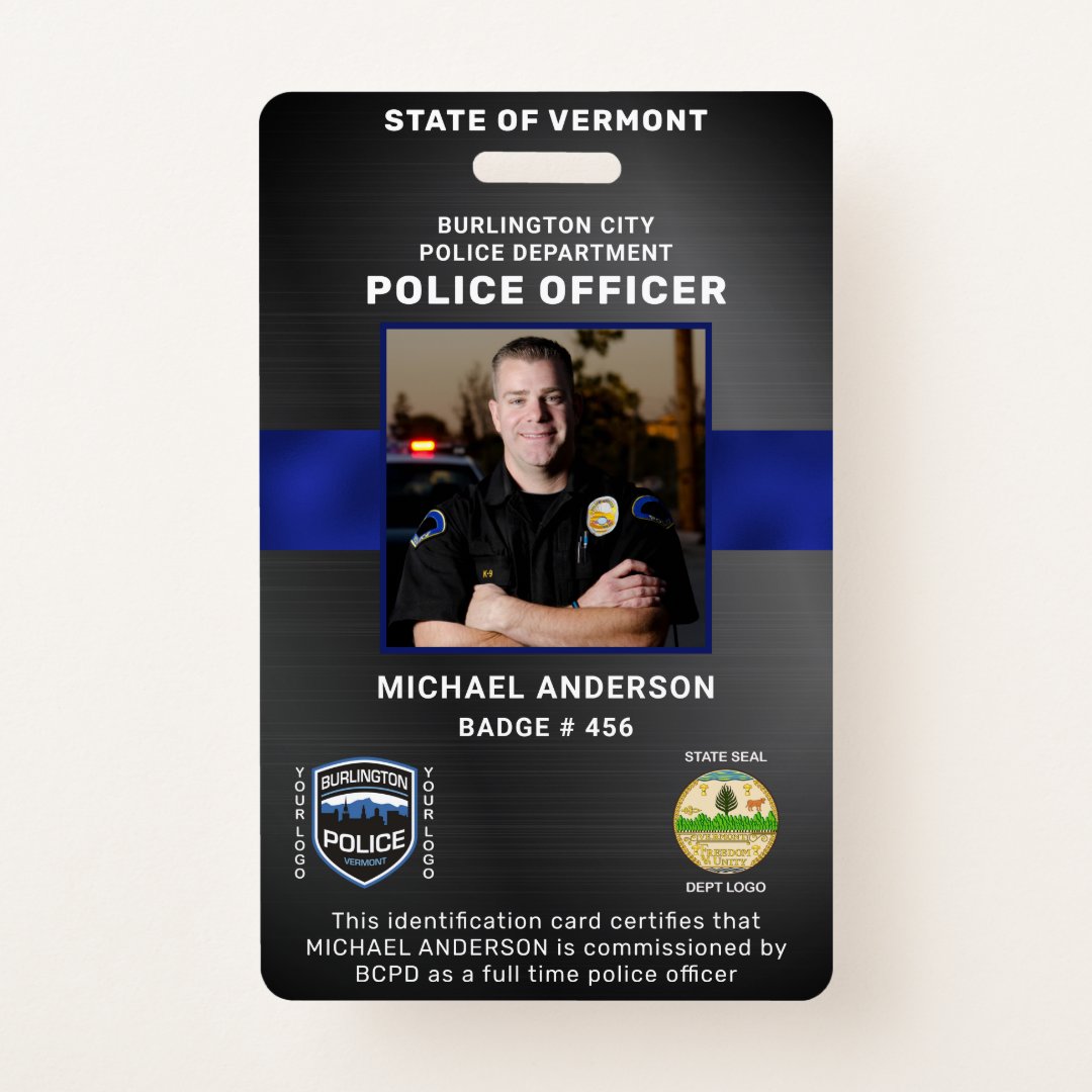 Law Enforcement Personalized Photo Police Id Card Badge Zazzle