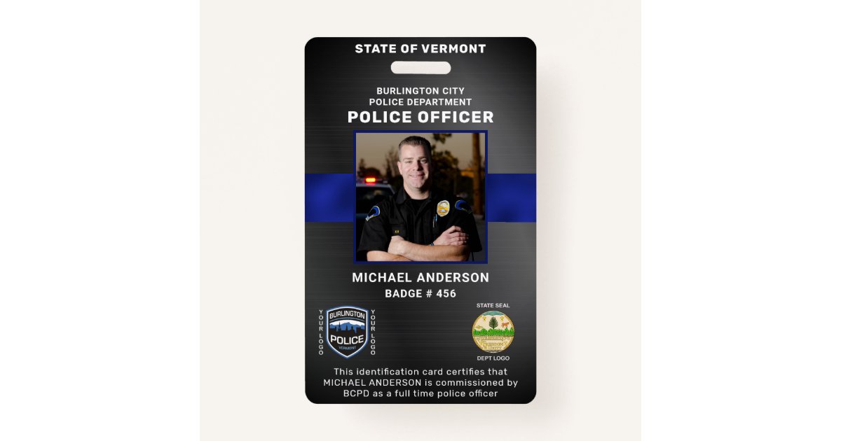 Law Enforcement Personalized Photo Police ID Card Badge | Zazzle