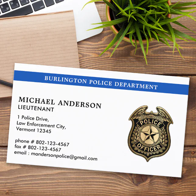 Law Enforcement Police Department Blue Custom Logo Business Card | Zazzle