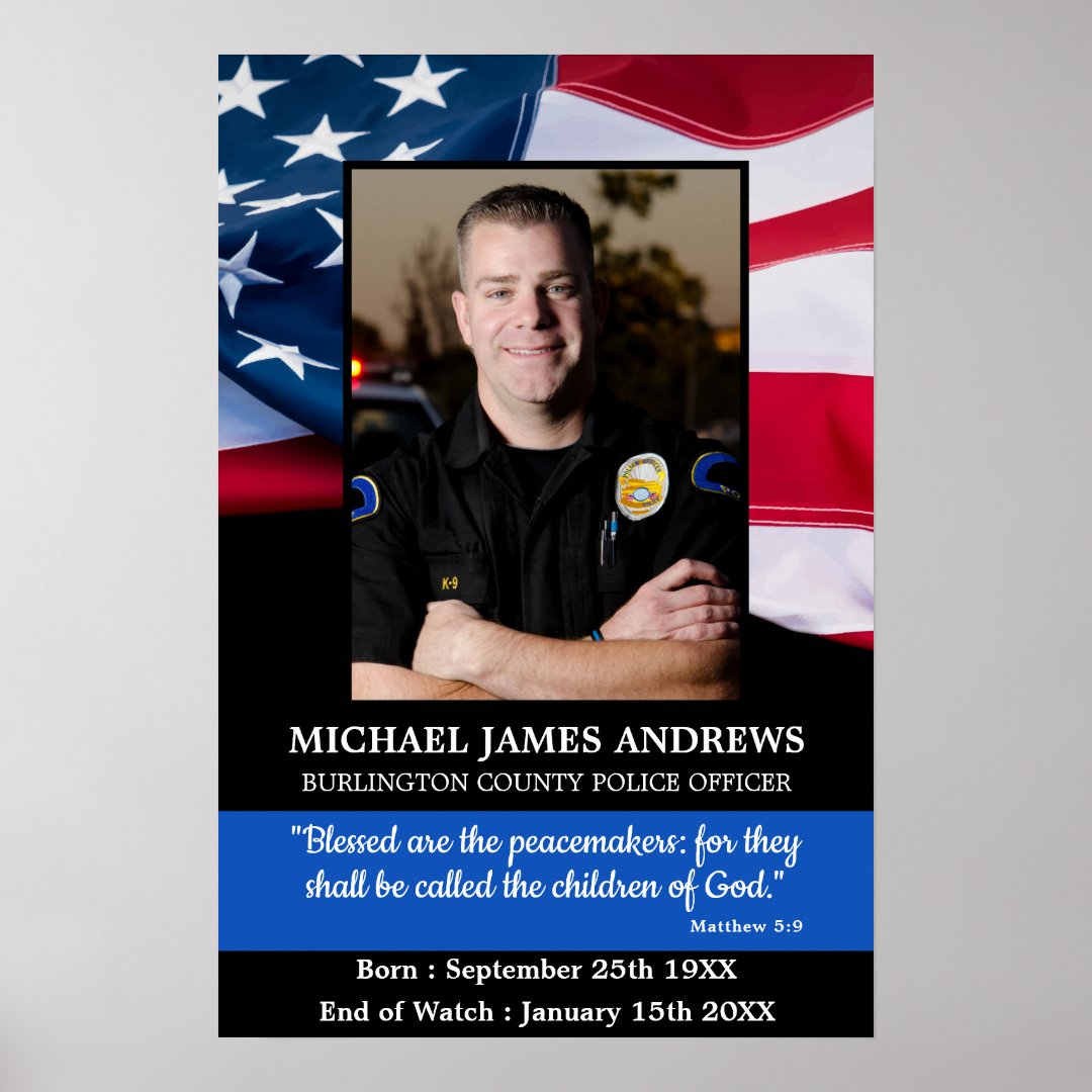 Law Enforcement Police Officer Memorial Funeral Poster | Zazzle