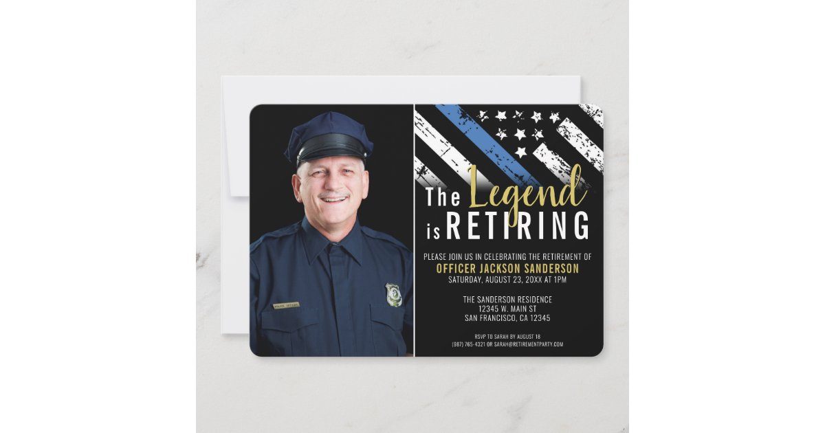 Law Enforcement Police Officer Retirement Photo Invitation | Zazzle