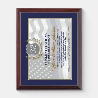 Law Enforcement Retirement Award Plaque | Zazzle