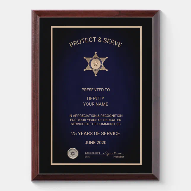 Law Enforcement Retirement Award Plaque | Zazzle