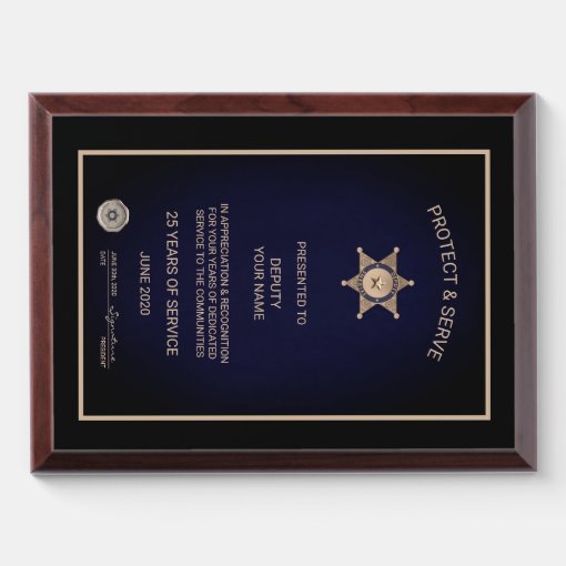Law Enforcement Retirement Award Plaque | Zazzle
