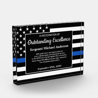 Law Enforcement Service Excellence Police Officer Acrylic Award | Zazzle