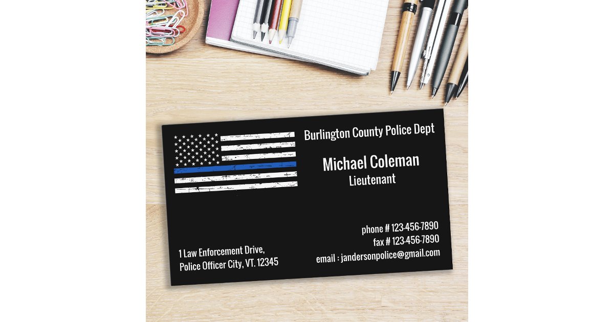 Law Enforcement Thin Blue Line Flag Police Business Card | Zazzle