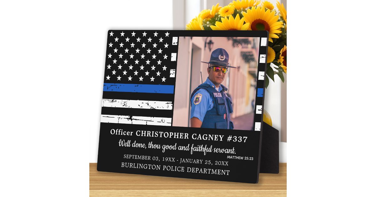 Law Enforcement Thin Blue Line Police Memorial Plaque | Zazzle