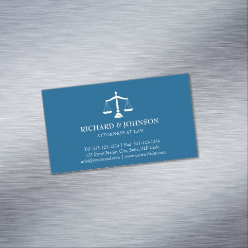Law Firm Blue Scales of Justice Lawyers Solicitor Business Card Magnet ...
