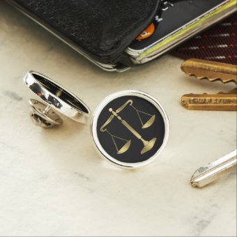 Law | Golden Scales of Justice Pin | Zazzle