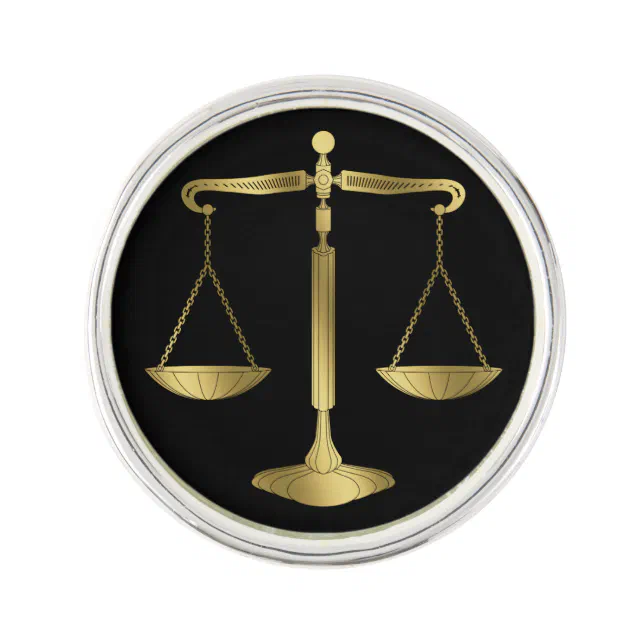 Law | Golden Scales of Justice Pin | Zazzle