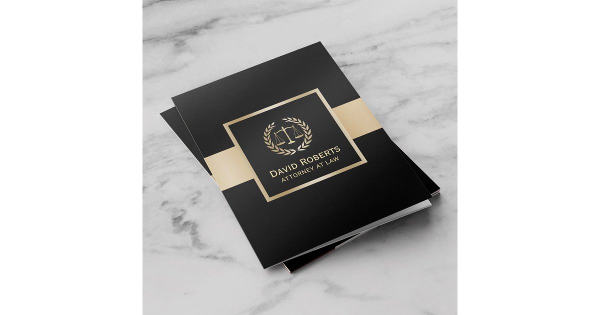 Law Office Modern Black & Gold Attorney Lawyer Pocket Folder | Zazzle