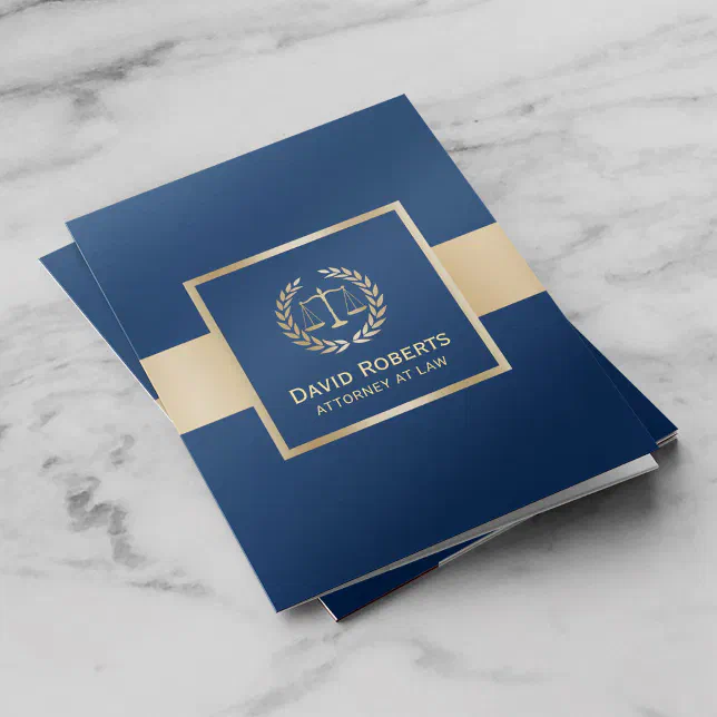 Law Office Modern Navy & Gold Attorney Lawyer Pocket Folder | Zazzle