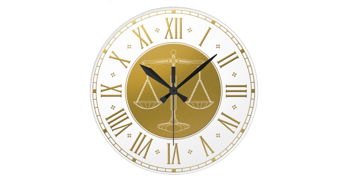 LAW OFFICE | Scales of Justice Large Clock | Zazzle.com