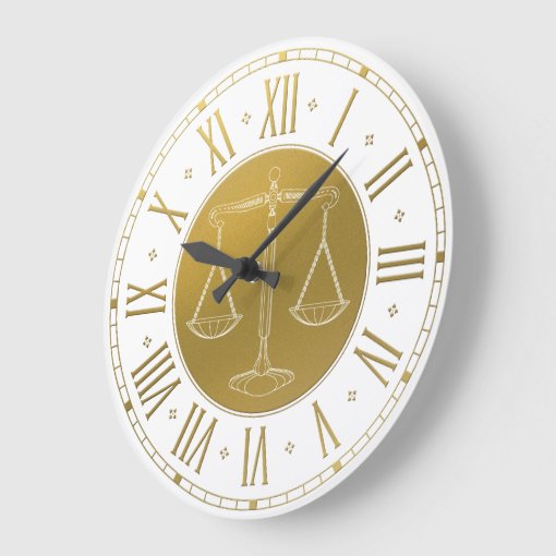 LAW OFFICE | Scales of Justice Large Clock | Zazzle