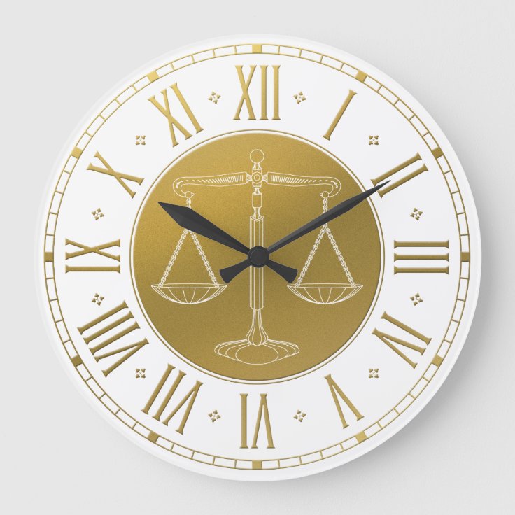 LAW OFFICE | Scales of Justice Large Clock | Zazzle