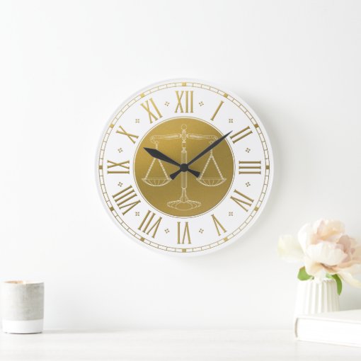 LAW OFFICE | Scales of Justice Large Clock | Zazzle