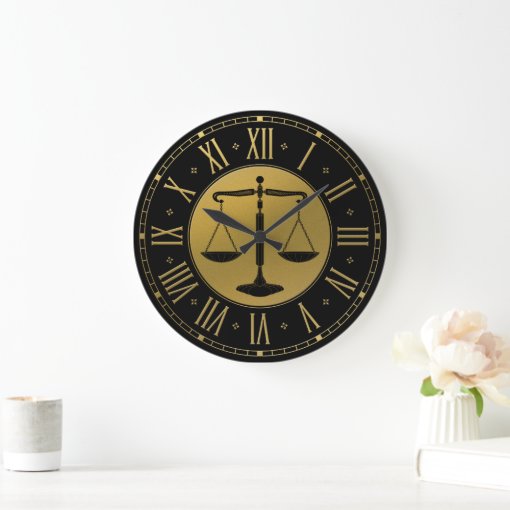 LAW OFFICE | Scales of Justice Large Clock | Zazzle