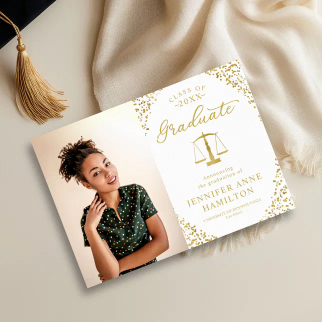 Law School Graduation Announcement Photo Card | Zazzle