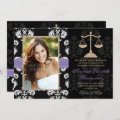 Law School Graduation Announcements Invites Purple | Zazzle