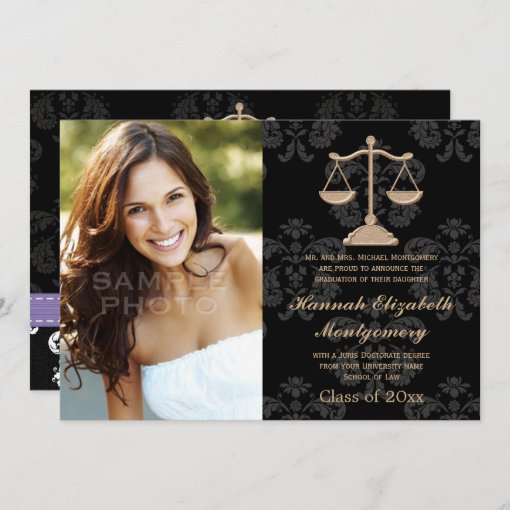 Law School Graduation Announcements Purple | Zazzle