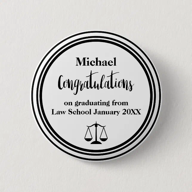 Law School Graduation Congratulations Button Pins | Zazzle