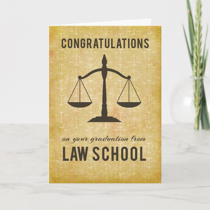 Law School Graduation Congratulations Scale of Jus Card | Zazzle