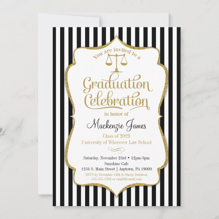 Law School Graduation Party Invitation Lawyer | Zazzle