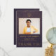 Law school graduation photo elegant purple gold thank you card | Zazzle