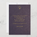 Law school graduation photo elegant purple gold thank you card | Zazzle