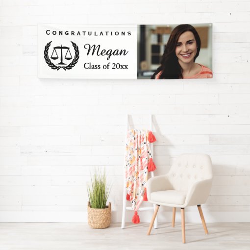 Law School Graduation Scales of Justice Banner | Zazzle