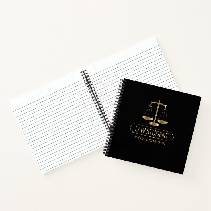 Law Student - Black and Gold Notebook | Zazzle