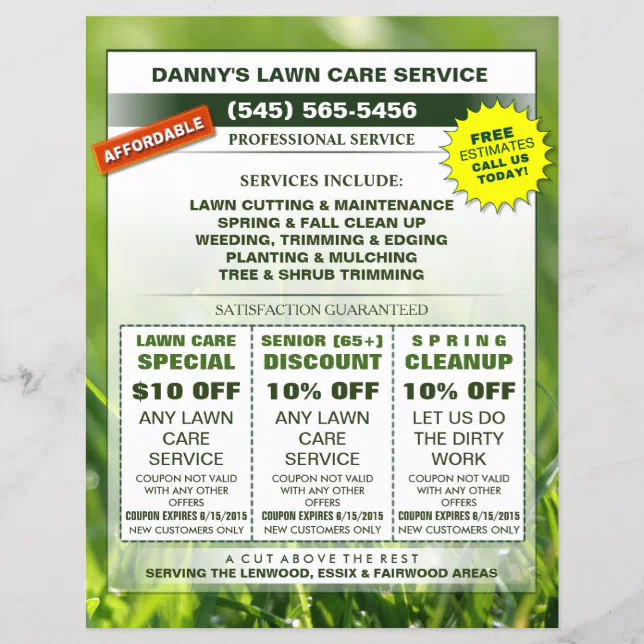 Lawn Care 8.5 x 11 Coupon Promotion Business Flyer | Zazzle