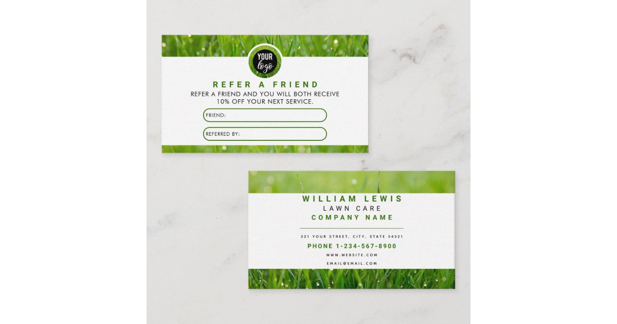 Lawn Care Business Logo Landscaping Referral Card | Zazzle