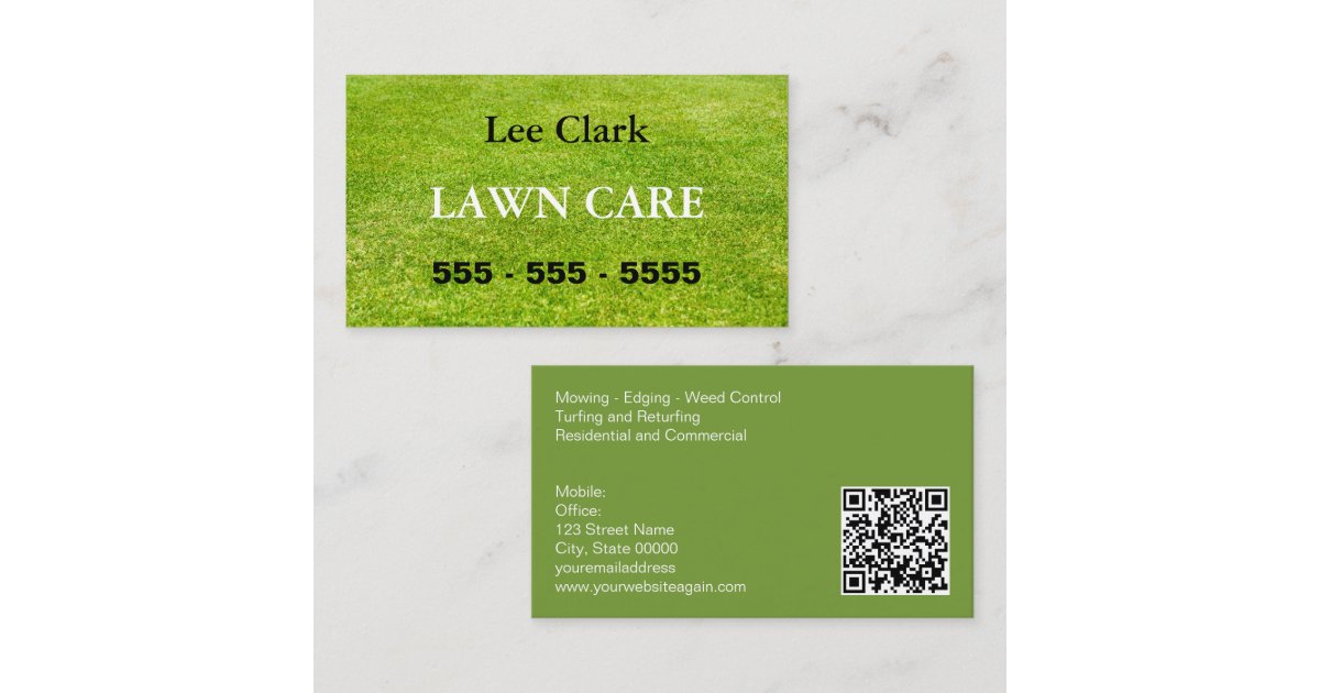 Lawn Care Gardening QR Code Business Card | Zazzle