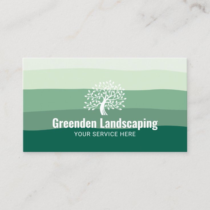 Lawn Care Green Shades Tree Logo Landscaping Business Card | Zazzle